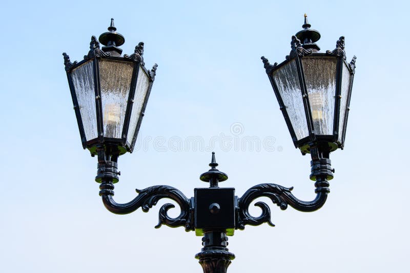 Street Lights in Metallic Retro Style Stock Photo - Image of lantern ...