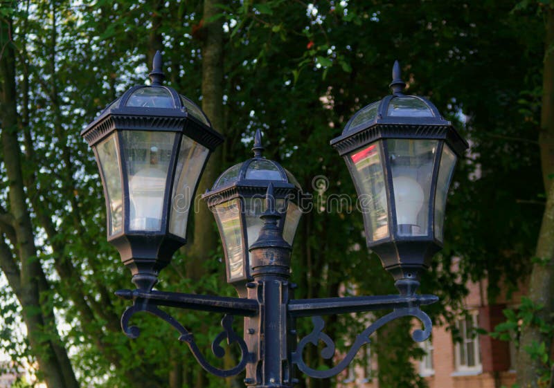Street Lights in the Old Style Stock Image - Image of flower, light ...