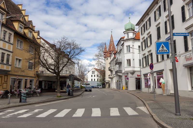 On the Street in Lindau, Germany Editorial Stock Image - Image of lake ...