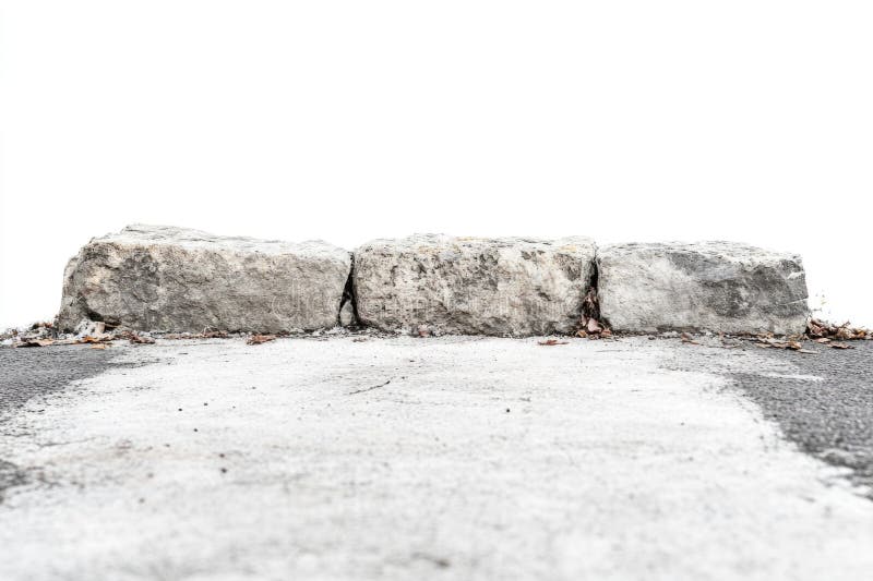 A Street Lined with Two Large Rocks on Either Side Stock Photo - Image ...