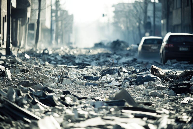 Street Littered Rubble Debris Disaster War Stock Photos - Free ...