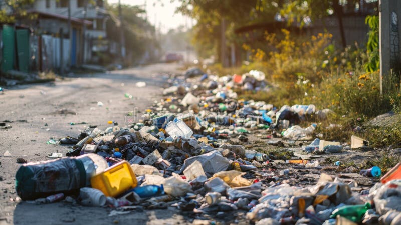 A Street Littered with Trash and Garbage on the Side of it, AI Stock ...