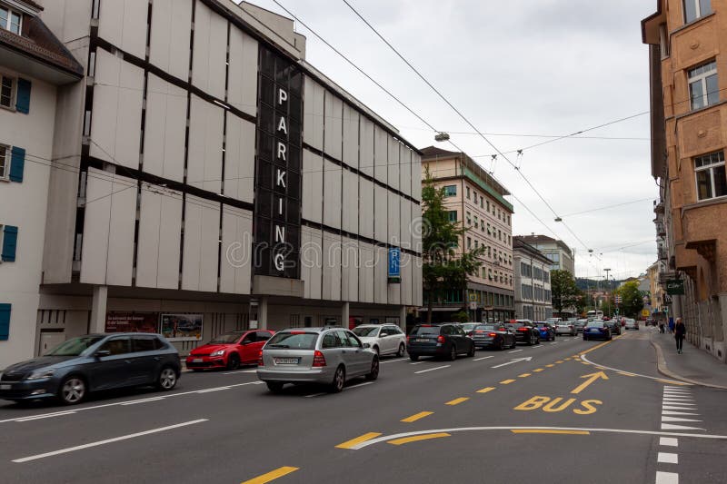 On the Street in Lucerne, Switzerland Editorial Image - Image of auto ...