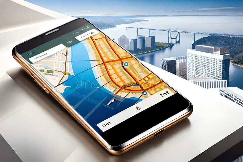 Street Map on the Screen of the Phone or Smartphone. Generative AI ...