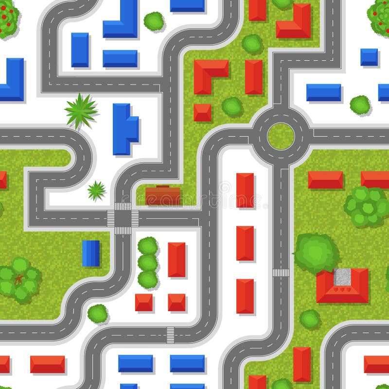 Street Map Top View. City Infrastructure Seamless Pattern. Urban Plan ...