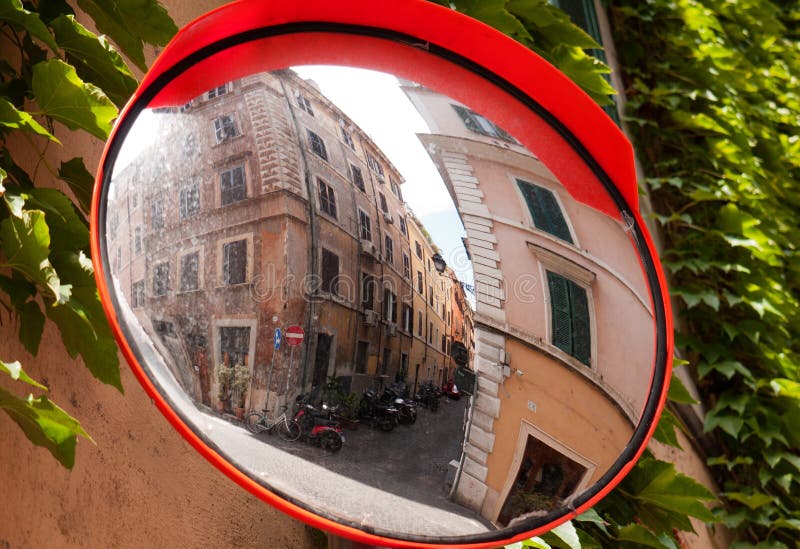 Street in the mirror, Rome stock photo. Image of building - 21535104