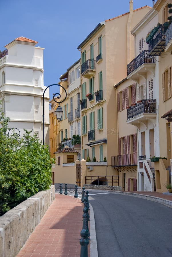 Street of Monaco stock image. Image of sidewalk, lamp - 6421697