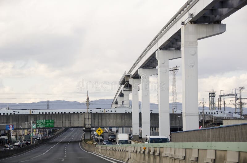 Street Monorail and Shinkansen in Japan Editorial Stock Image - Image ...