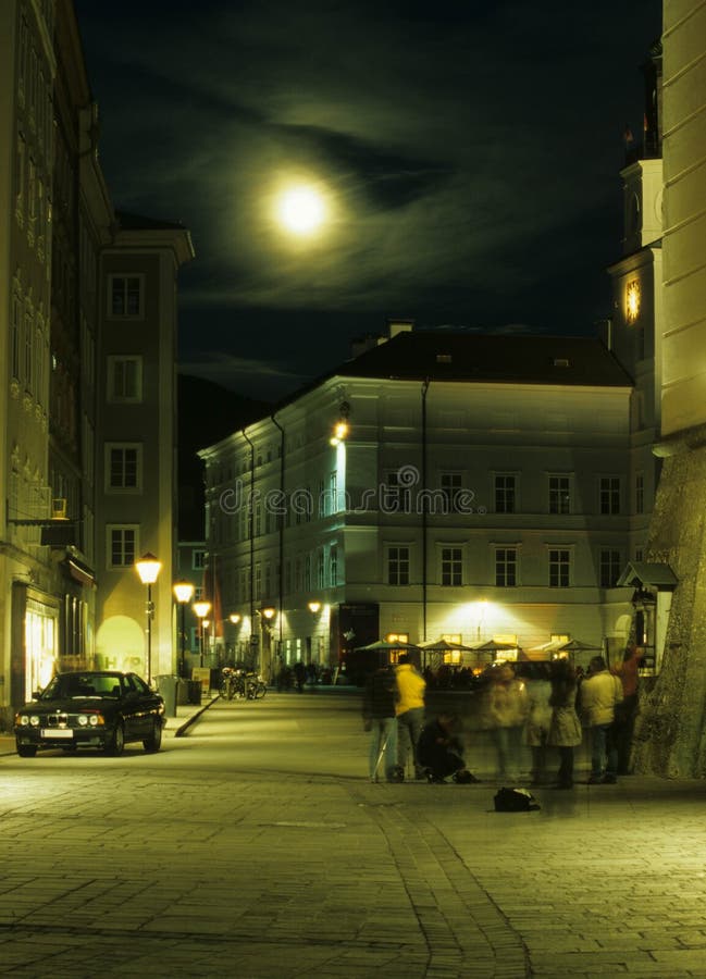 Street in moon light stock photo. Image of moon, town - 12740906