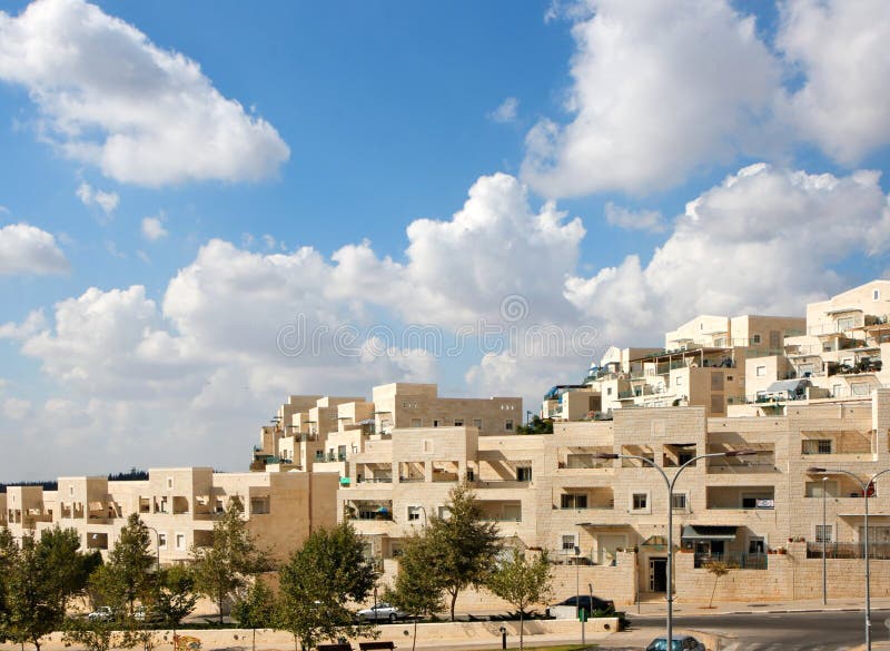 Street of New Apartment Buildings Under Blue Cloud Stock Image - Image ...
