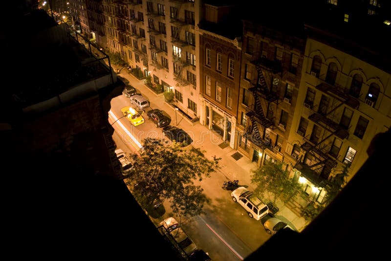 Street at night stock photo. Image of buildings, center - 6106060