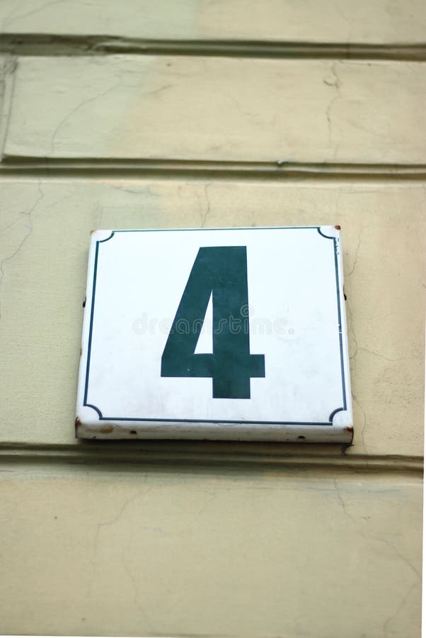 Street number 4 four stock image. Image of lithuania - 89775997
