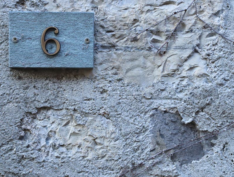 Street Number Sign, Number Six on the Top Left Corner Stock Image ...