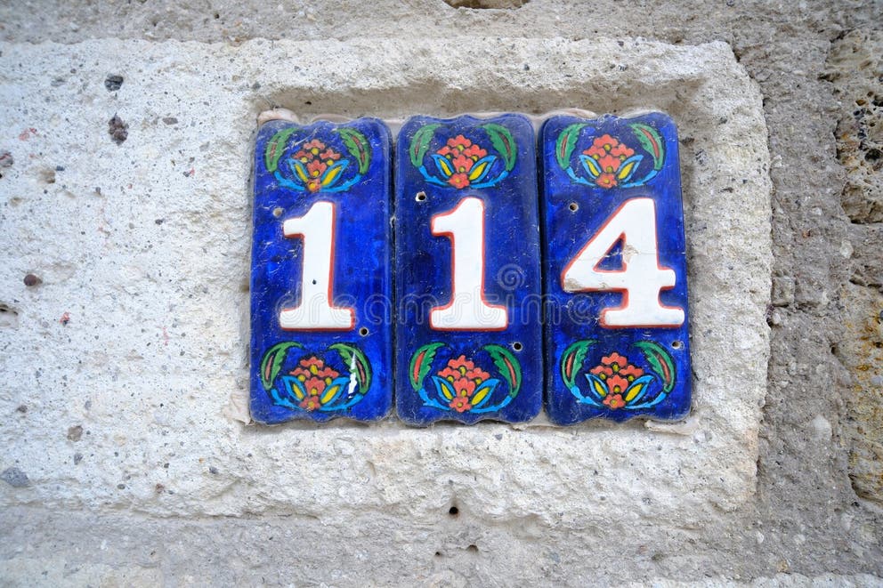 Street number number 114 stock image. Image of circle - 272466955