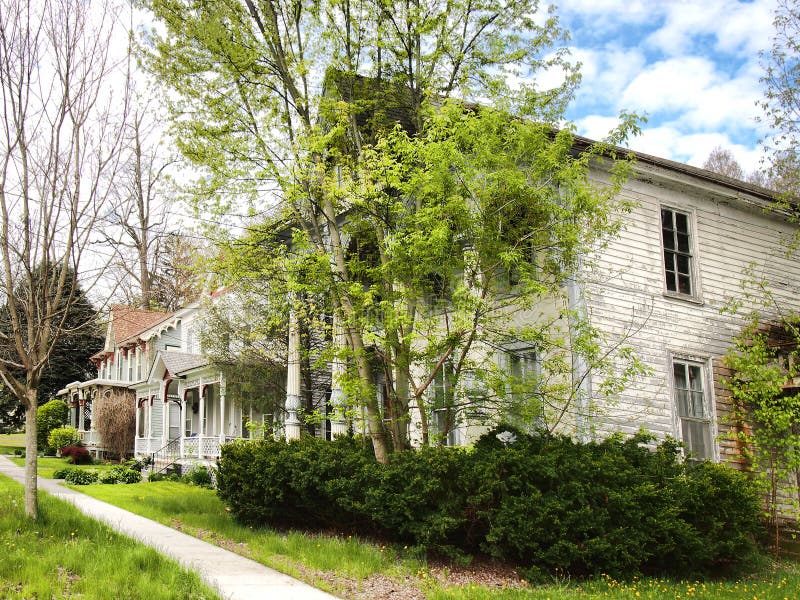Street with old homes stock image. Image of abandoned - 92482019