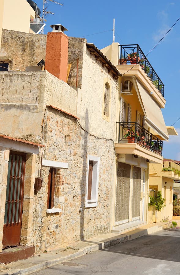 The Street in the Old Part of Malia. Stock Image - Image of colorful ...