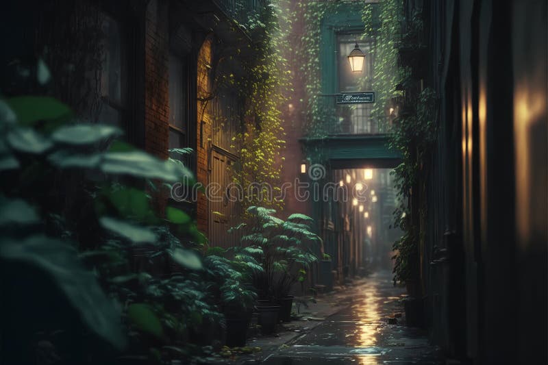 Street in the Old Town of London, UK. 3D Rendering Stock Illustration ...