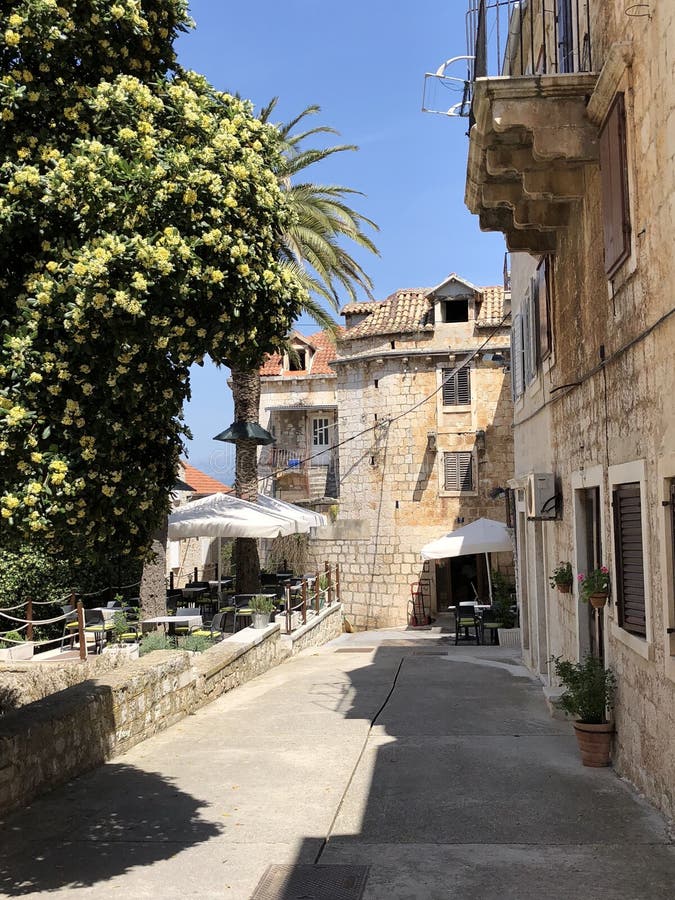 Street in the Old Town of Supetar Stock Image - Image of architecture ...