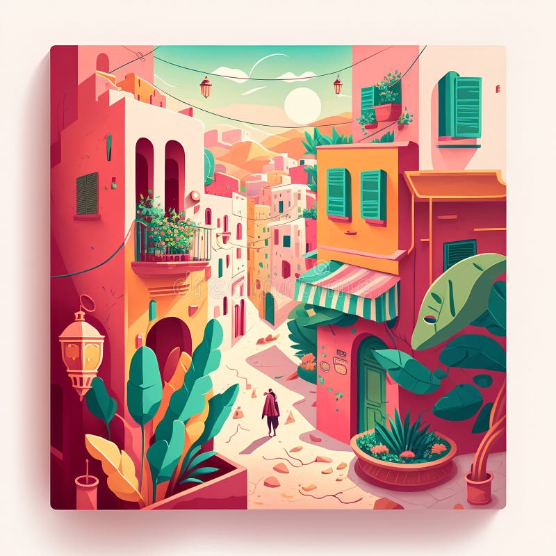 Street in the Old Town. Vector Illustration in a Flat Style Stock ...