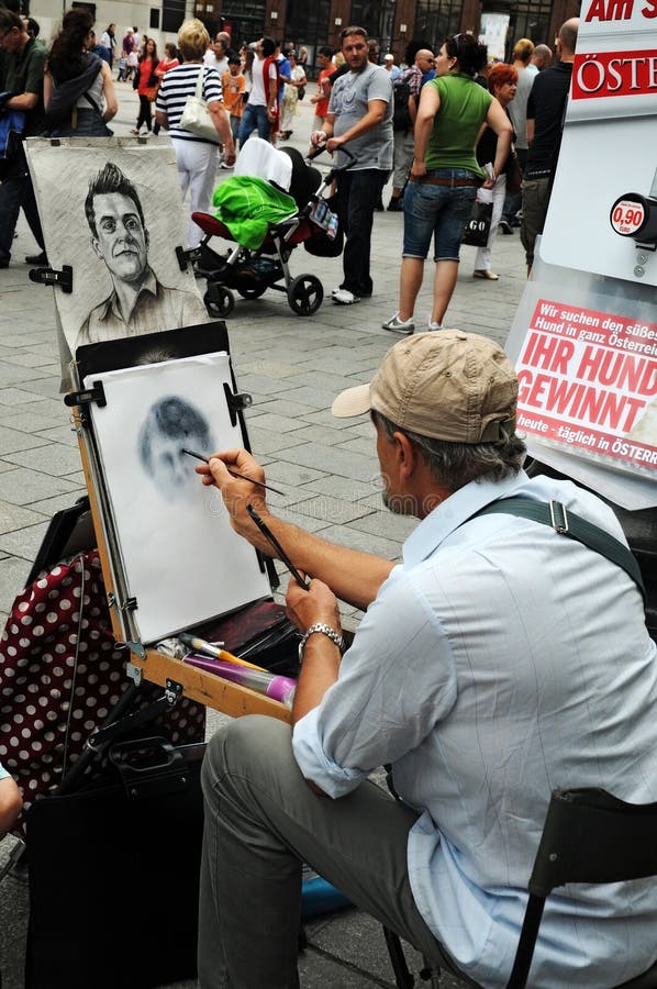 Street painter editorial stock photo. Image of pencil - 21031653