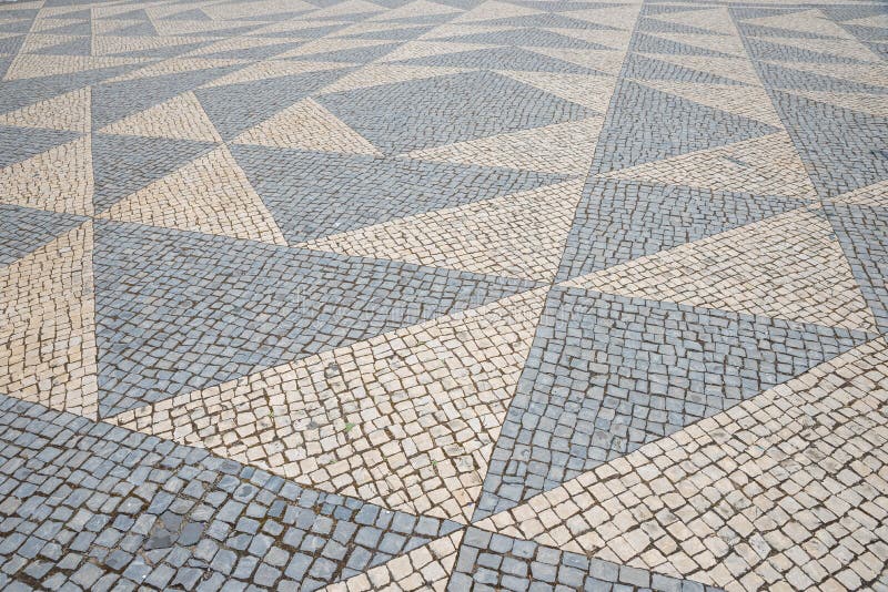 Street Pavement Triangular Pattern Made of Granite Cubes Stock Photo ...