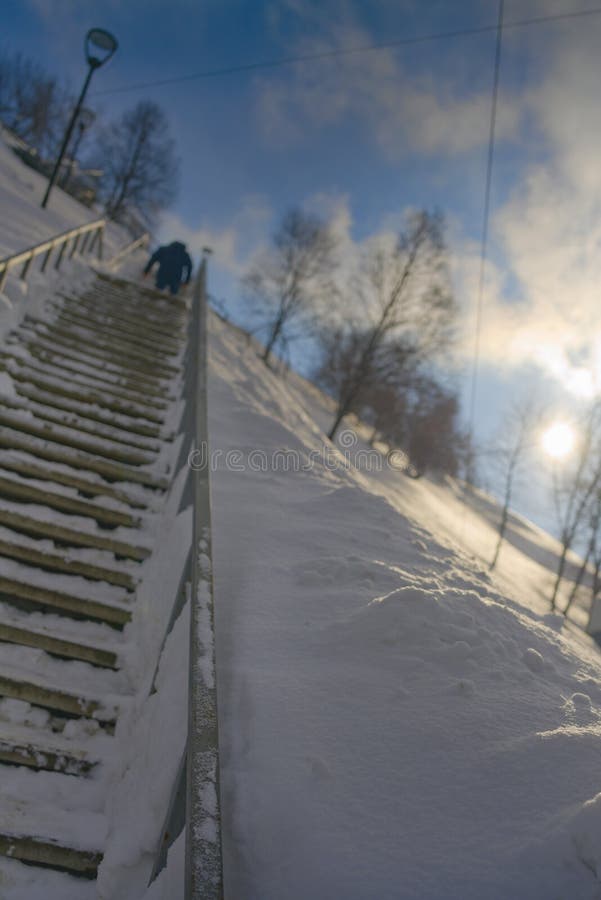 Street Photo Stairway To Heaven A Man Climbing A Steep Staircase The
