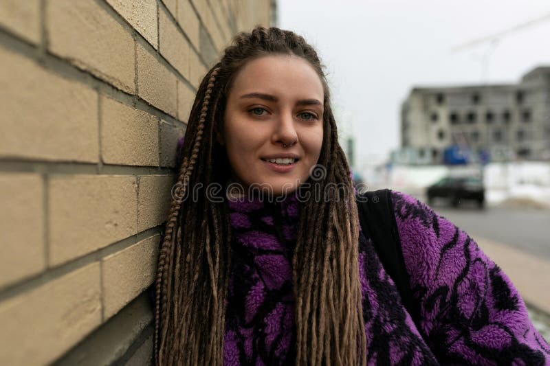 Street Portrait of a Young Woman with Dreadlocks Stock Image - Image of ...