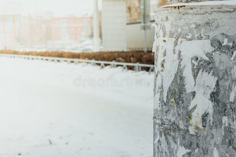 Street post with paper ads stock image. Image of paper - 115306999
