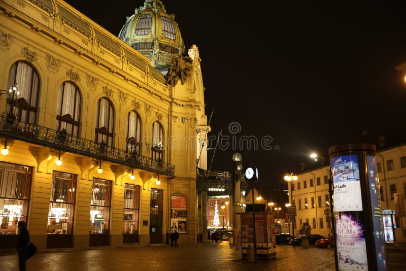 Street Prague at night editorial photo. Image of cathedral - 36769991