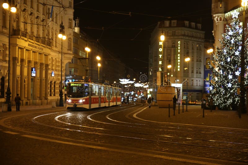Street Prague at night editorial stock photo. Image of beautiful - 36770283