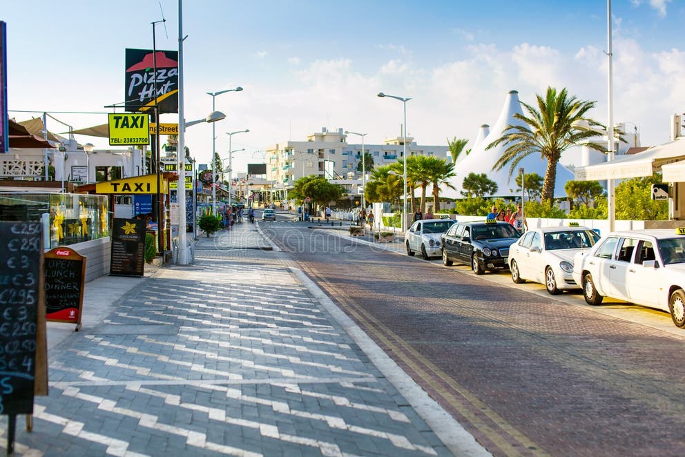 Street in Protaras editorial stock photo. Image of tourist - 60106363