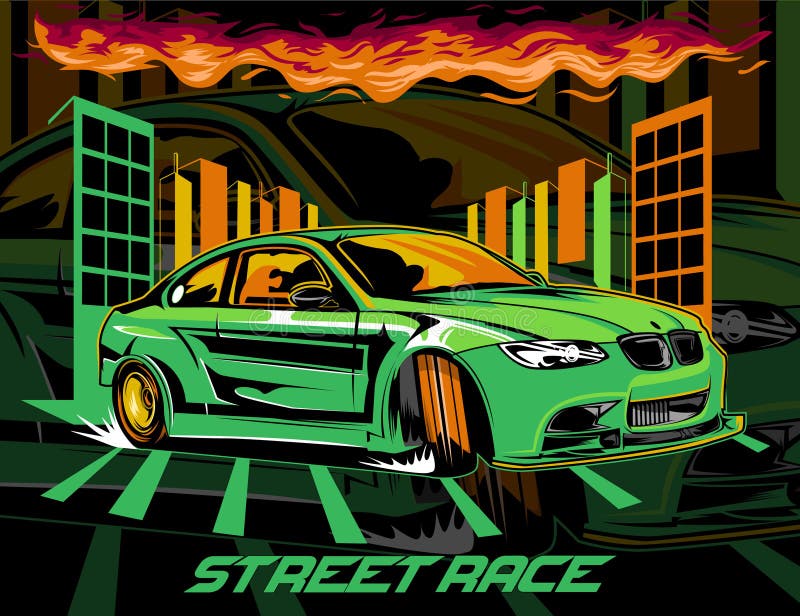 Street Race Icons Set, Grunge Style Stock Vector - Illustration of ...
