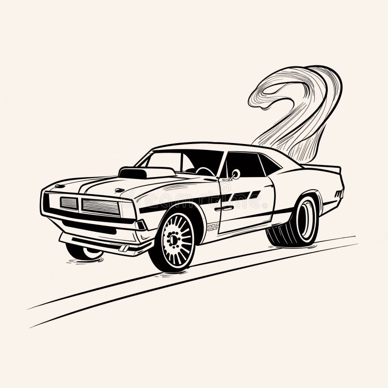 Street Racing Car - a Black and White Drawing of a Car Stock ...