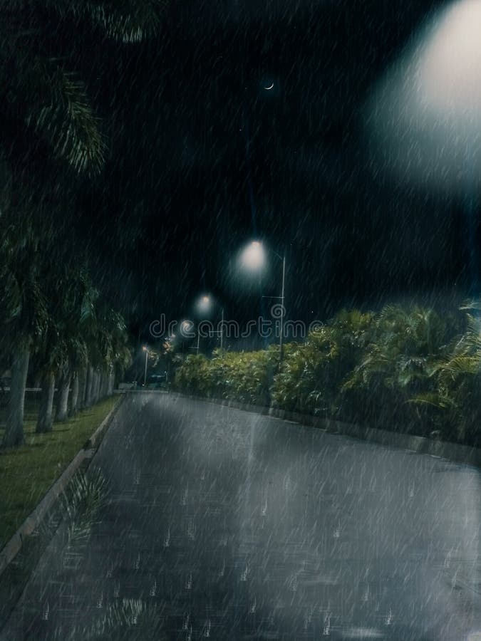 Street on a rainy night stock image. Image of autumn - 190866305