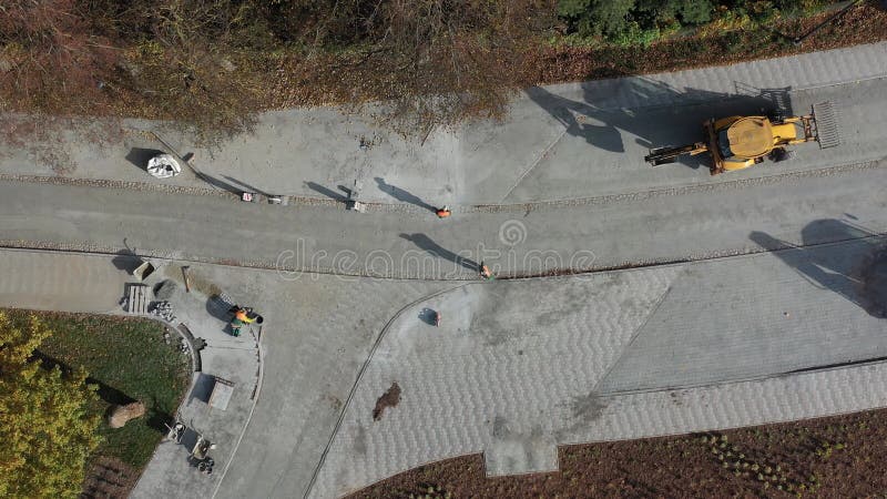 Street Repair Construction Works, Aerial Stock Video - Video of city ...