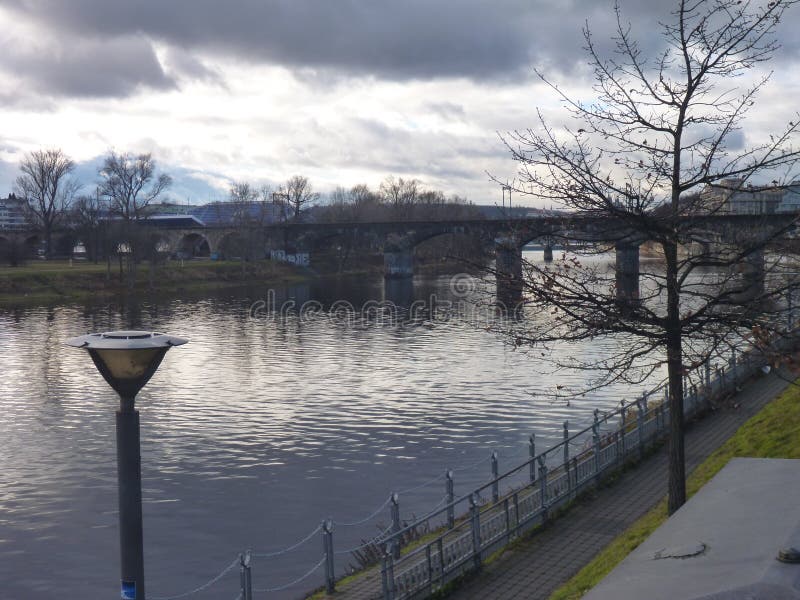 A Street on a Rived Side in a City Stock Photo - Image of promenade ...