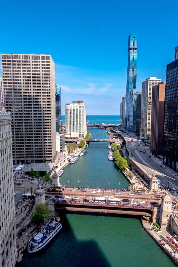 Street and Riverview Scenes in Downtown Chicago Stock Image - Image of ...