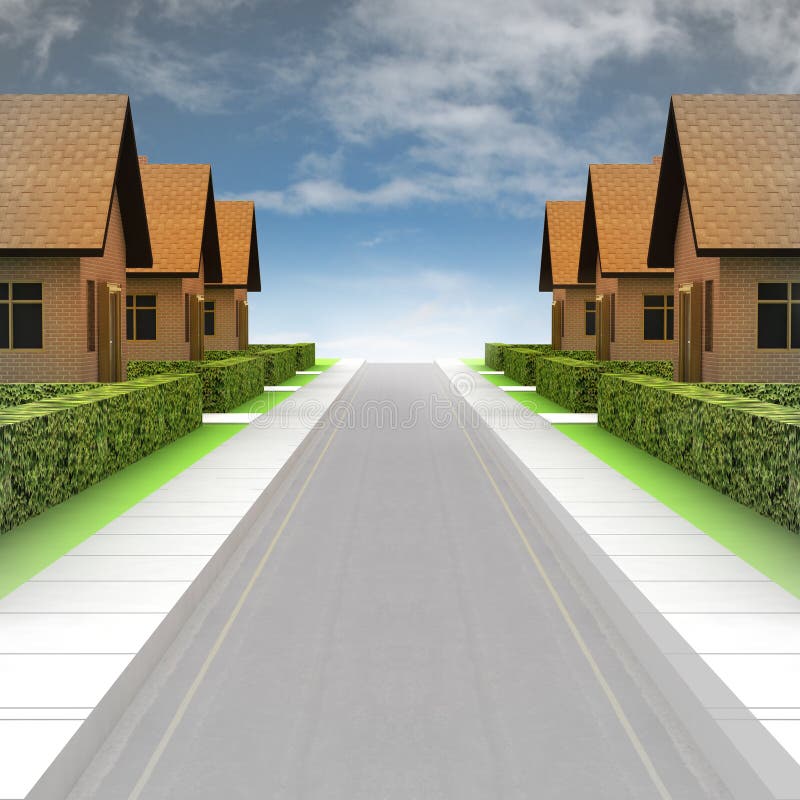 Street Road View with New Village Development and Sky Stock ...