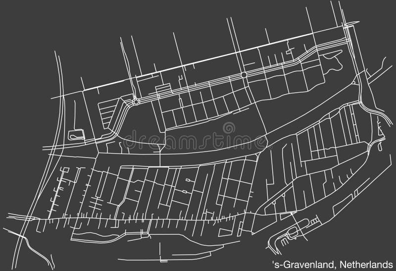 Street Roads Map of S-GRAVENLAND, NETHERLANDS Stock Vector ...