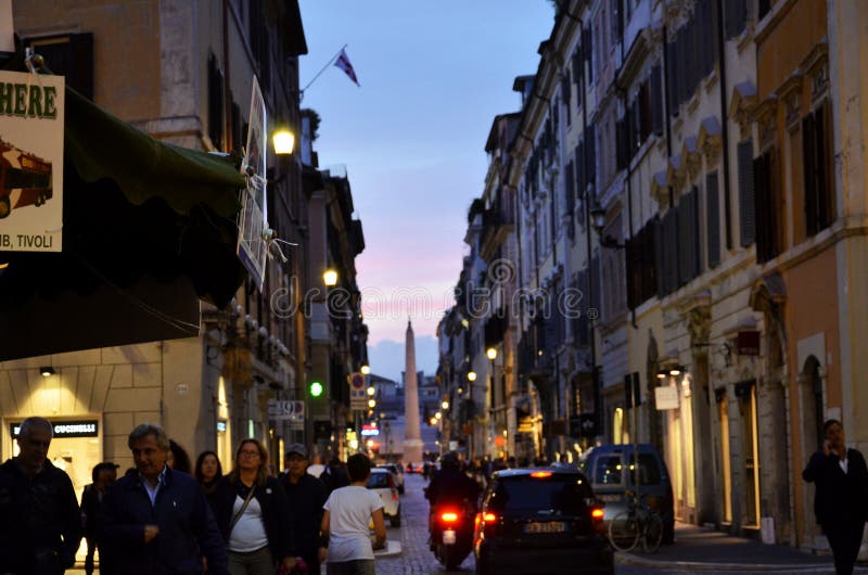 Street in Rome at night editorial photo. Image of touristic - 147772656