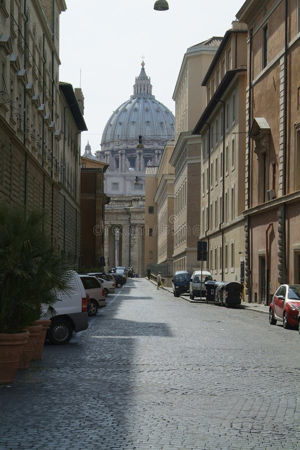 Street of Rome with St. Peter in the Background Stock Photo - Image of ...