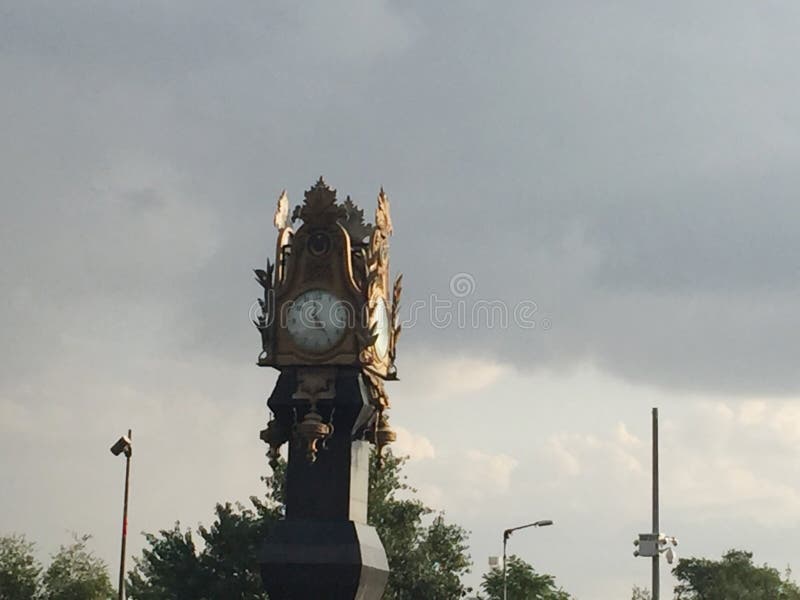 Street Roundabout with a Nice Clock Stock Image - Image of delicious ...