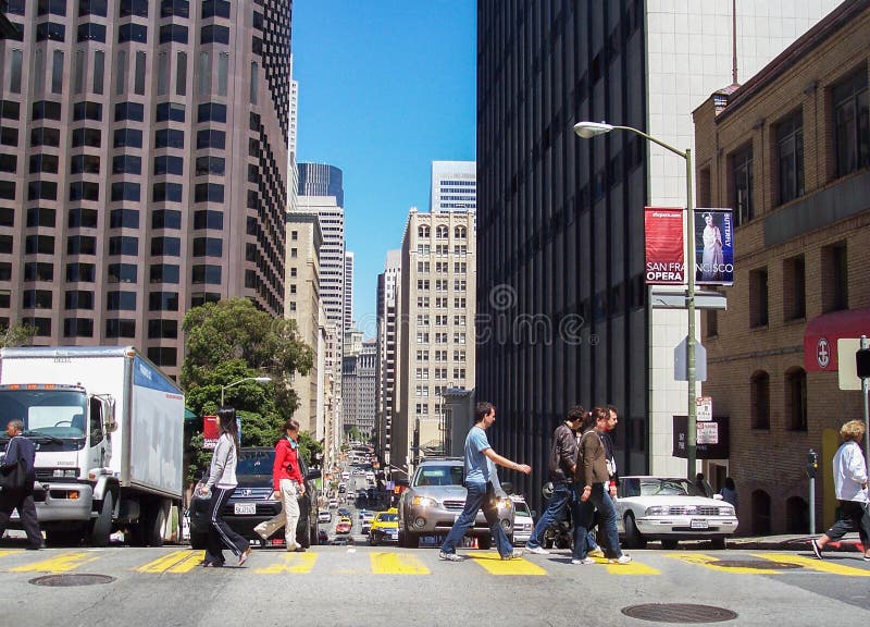 Street in San Francisco editorial image. Image of walking - 33581065