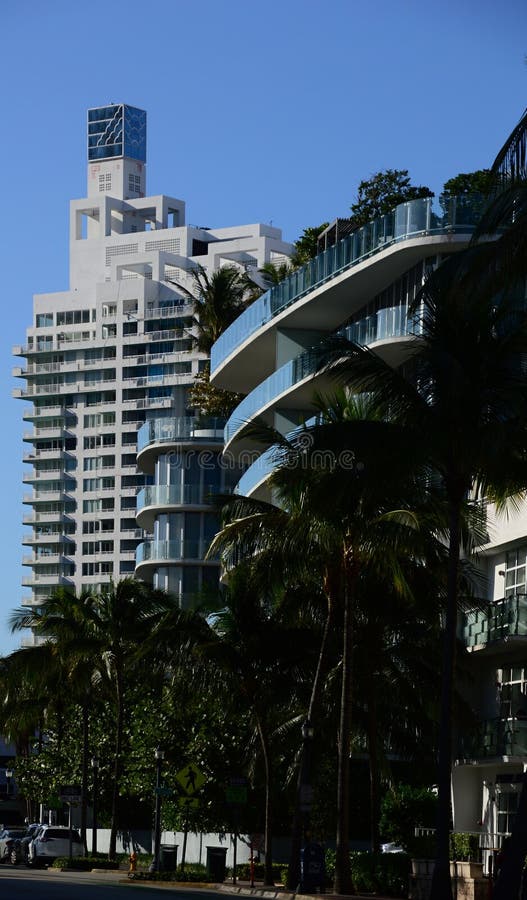 Street Scene in Miami South Beach, Florida Stock Image - Image of tree ...