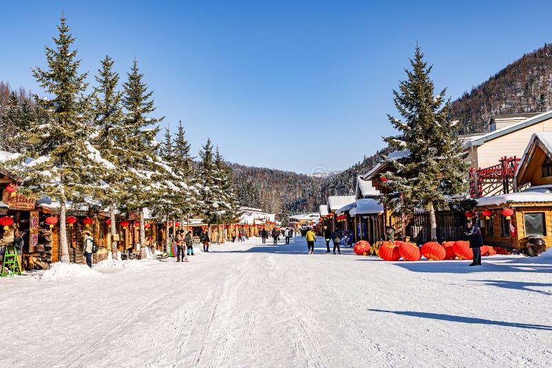 Street Scene after Snow in China S Snow Town Editorial Image - Image of ...