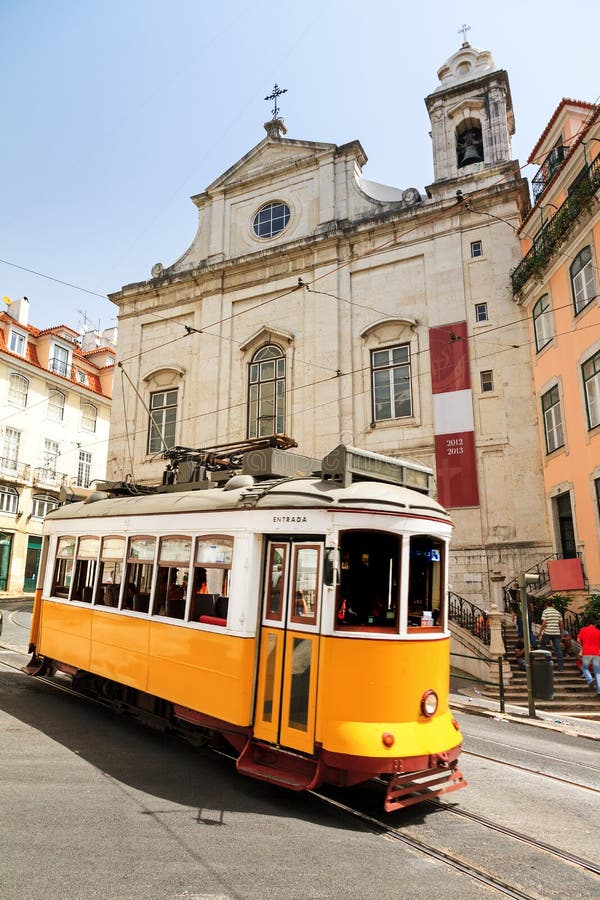 Street scene yellow tram stock image. Image of historic - 38314787