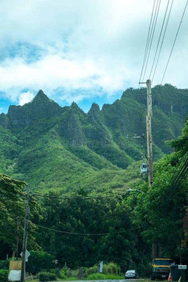 Street Scenes on Island of Oahu Hawaii Stock Image - Image of trees ...