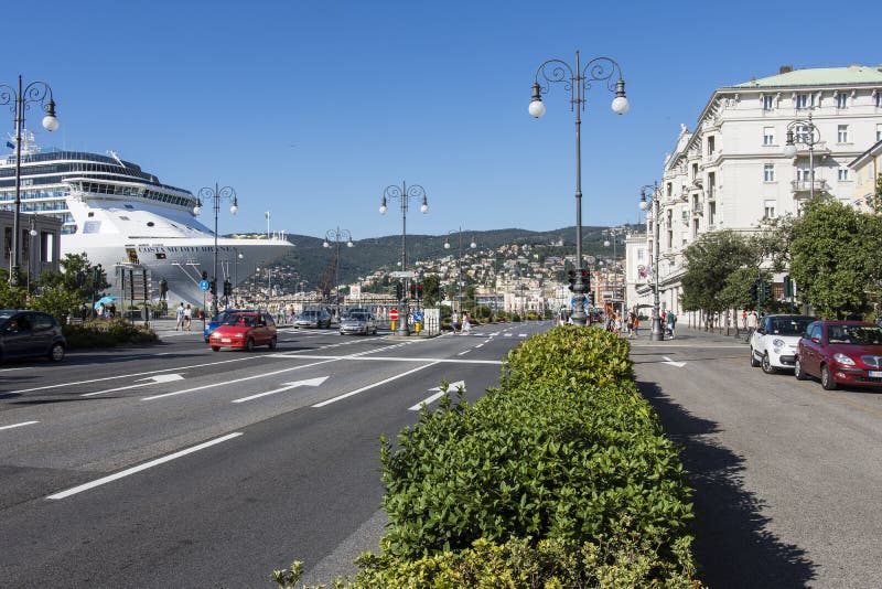 The Street Seafront in Trieste. Editorial Stock Photo - Image of blue ...