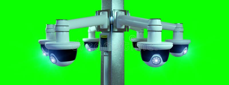 Street Security Cctv Camera Isolated on a Green Screen - 3d Rend Stock ...