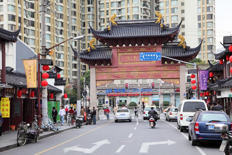 Street in Shanghai, China editorial stock image. Image of urban - 34683114